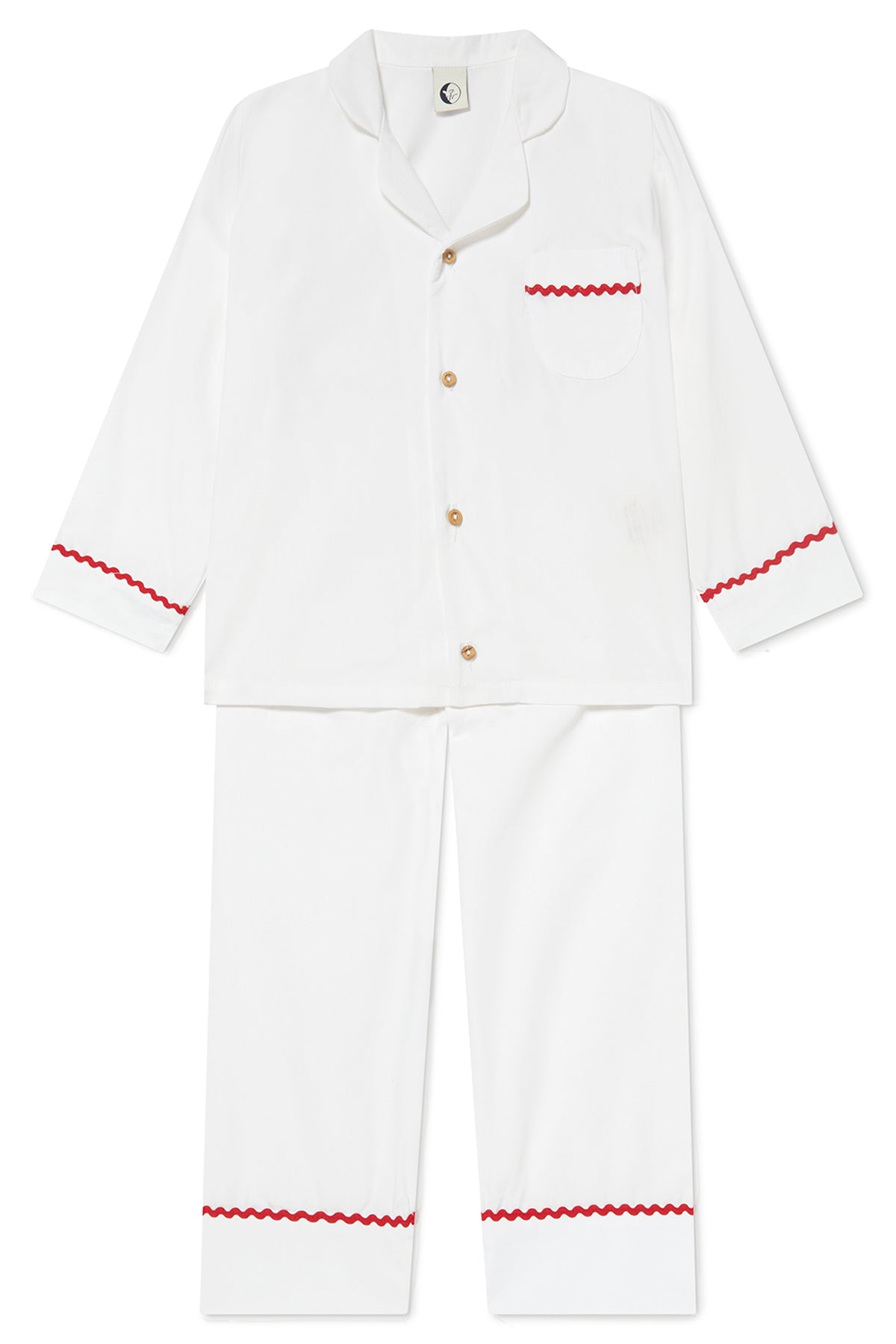 UP TO 5 YEARS KIDS PYJAMA SET | WHITE COTTON RIC-RAC – Sleepy Doe