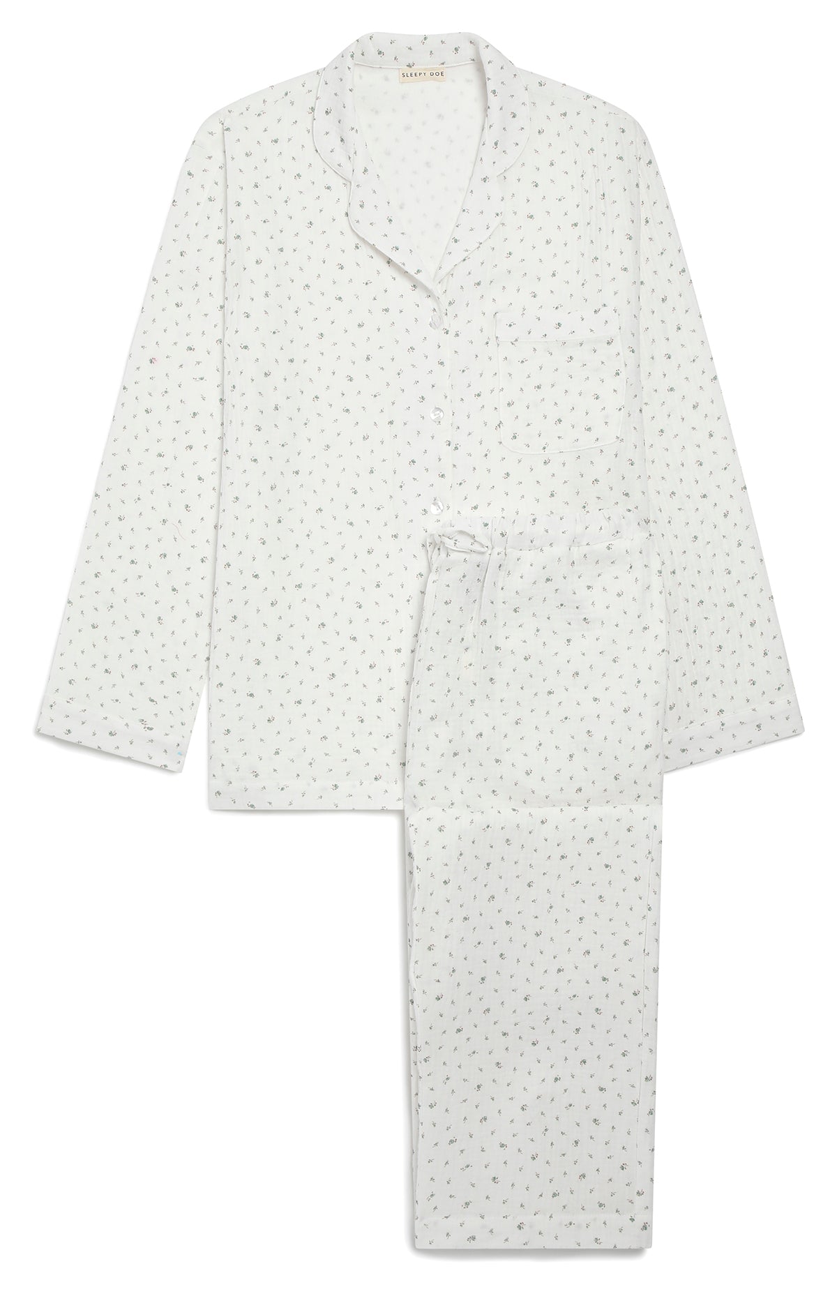 WOMENS TRADITIONAL PYJAMA SET | WHITE FLORAL MUSLIN – Sleepy Doe